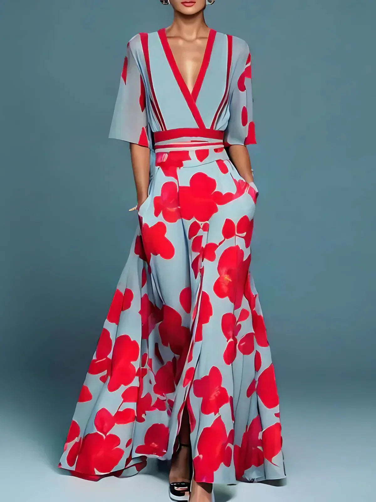 Isabella | Long Flowing Dress with Bold Floral Design for Women ...